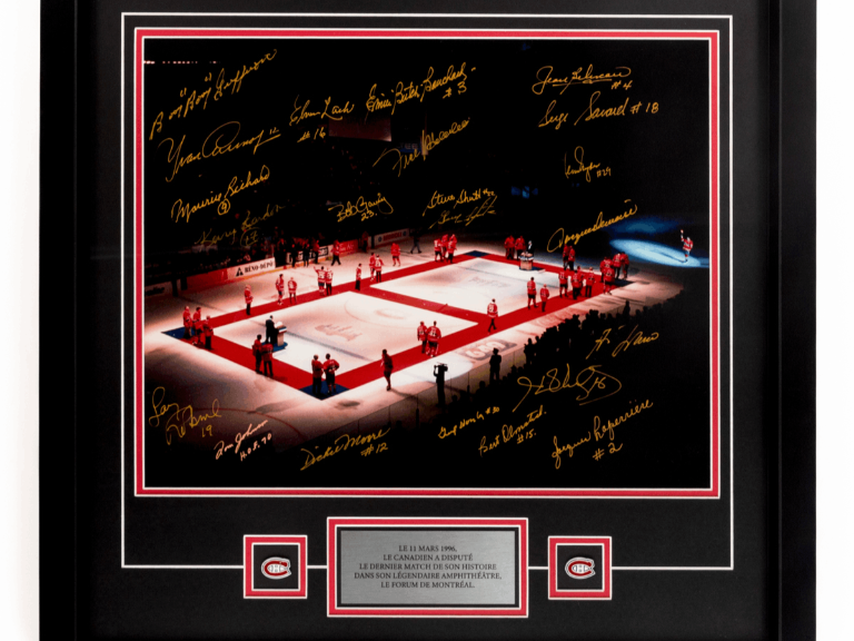 Montreal Forum Framed Photo with 22 facsimile signatures (26 ¾” x 26 ¾ ...