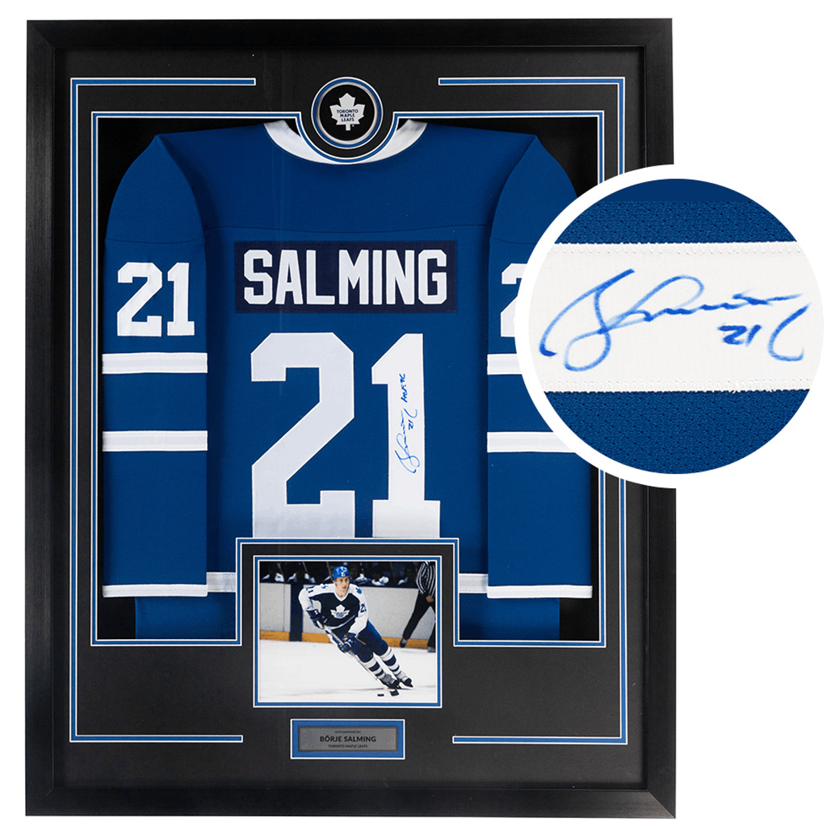 Borje Salming Maple Leafs de Toronto - Chandail Autographié et Encadré (35''x43'') | Hommage au ...