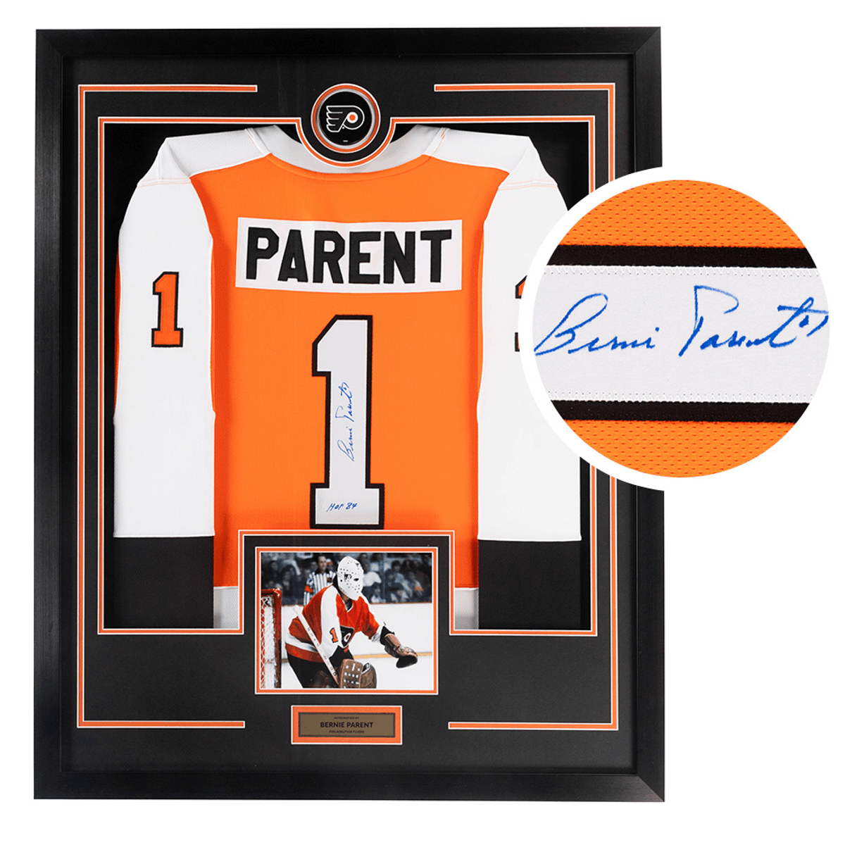 Bernie Parent Flyers de Philadelphie - Chandail Autographié et Encadré ...