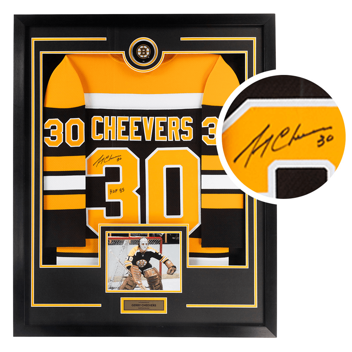 Gerry Cheevers Bruins de Boston - Chandail Signé et Encadré (35” x 43 ...