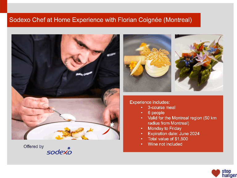 LIVE auction item - Sodexo Chef at Home Experience with Florian Coignée ...