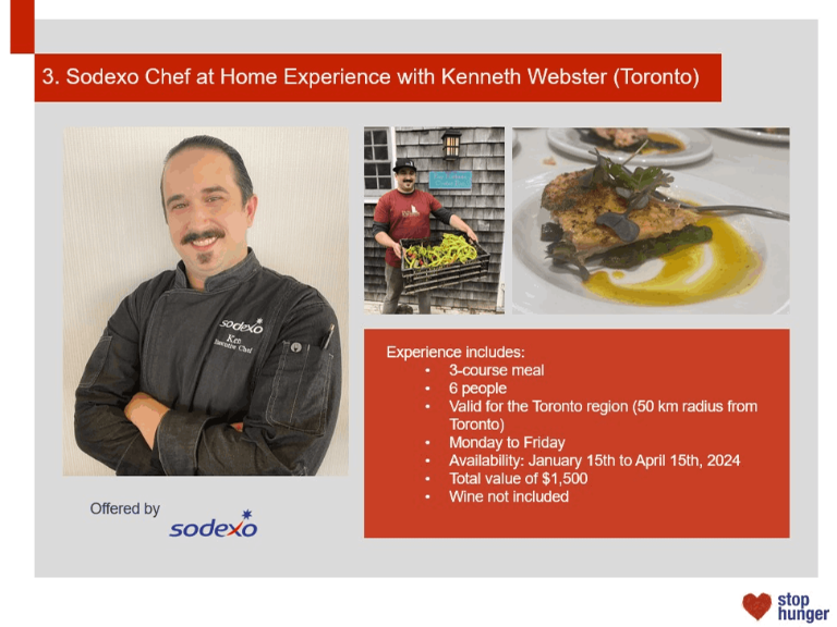 LIVE auction item - Sodexo Chef at Home Experience with Kenneth Webster ...