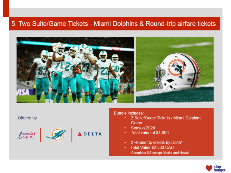 LIVE auction item - Two Suite/Game Tickets - Miami Dolphins & Round-trip airfare tickets | 2023 ...