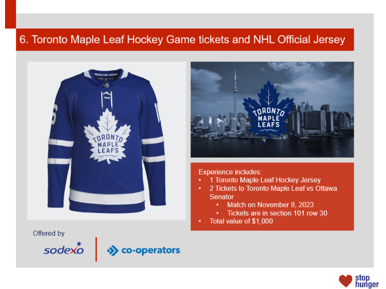 LIVE auction item - Toronto Maple Leaf Hockey Game tickets and NHL ...