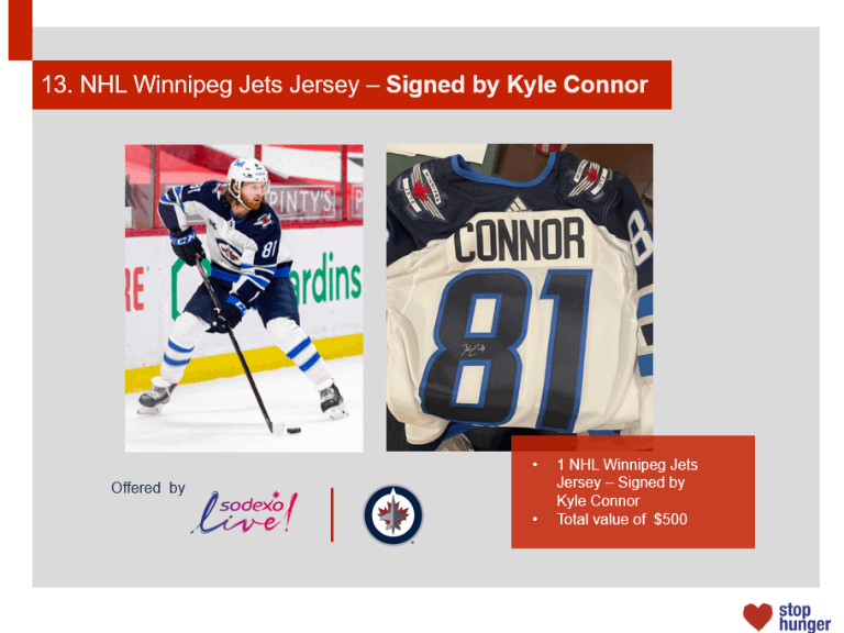 SILENT auction item - NHL Winnipeg Jets Jersey – Signed by Kyle Connor ...