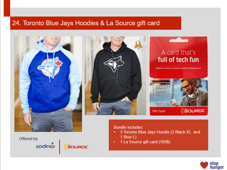 SILENT auction item - Toronto Blue Jays Hoodies & La Source gift card ...