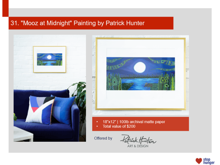 SILENT auction item - 31. "Mooz at Midnight" Painting by Patrick Hunter ...