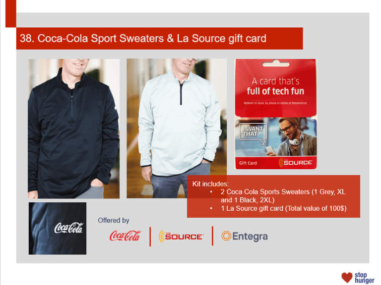 SILENT auction item - Coca-Cola Sport Sweaters & La Source gift card ...