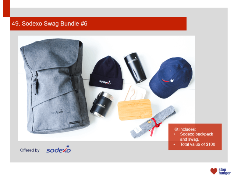 SILENT auction item - Sodexo Swag Bundle #6 | 2023 Stop Hunger ...
